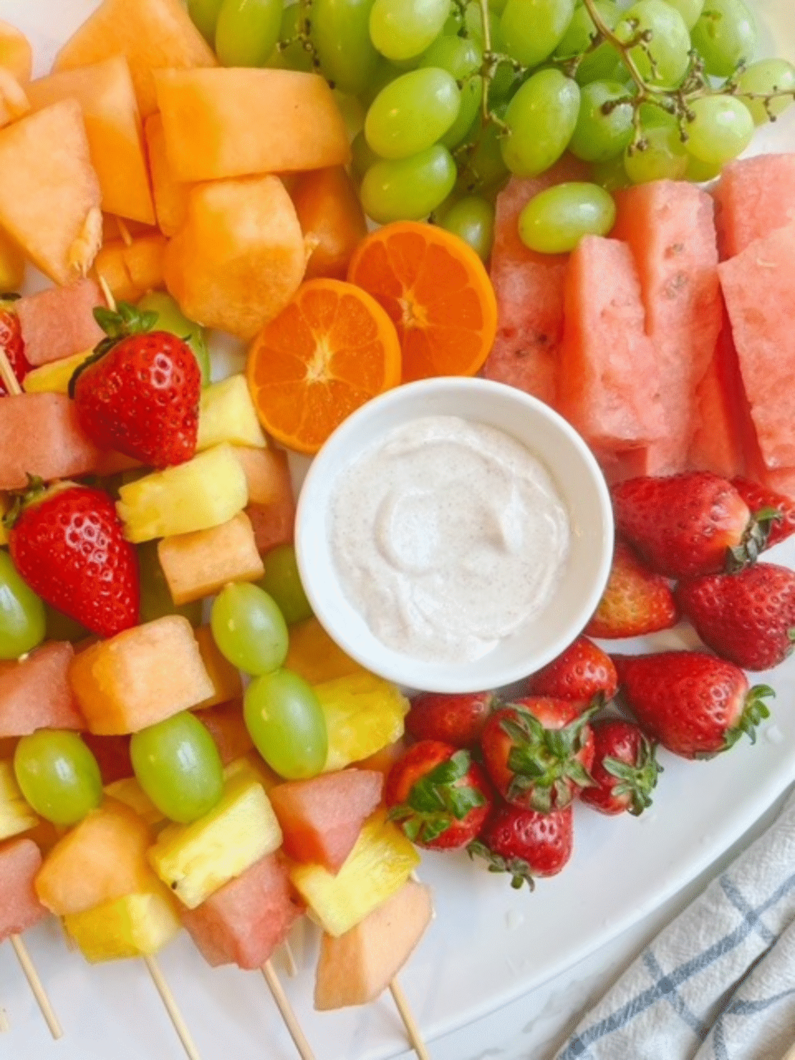 Easy Fruit Kabobs with a High Protein Fruit Dip - This Hygge Home